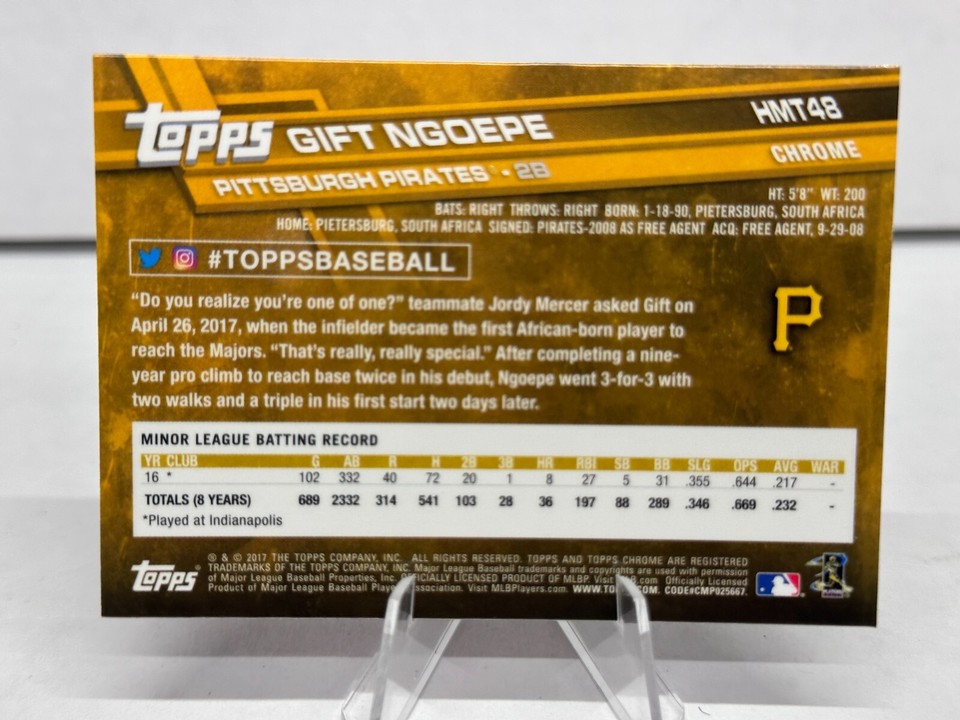 2017 Topps Chrome Update Baseball Card #HMT48 Gift Ngoepe RC Pittsburgh ...