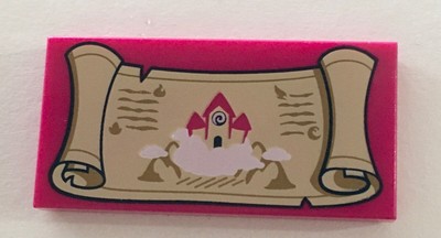 LEGO 2x4 Smooth Pink Tile Piece Map Scroll Elves House Castle Friends ...