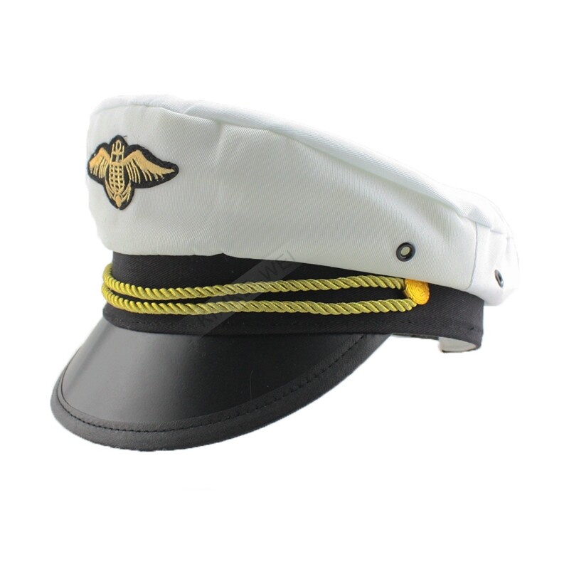 White Yacht Captain Skipper Navy Sailor Boat Cap Hat Costume New | eBay