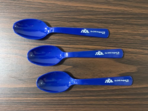 (3) Rare The Tick Blue Plastic Promotional Spoon DVD Promo Comic Con ...
