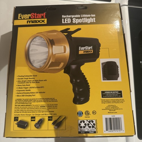 EverStart Maxx Rechargeable Lithium-lon LED Spotlight Up To 1200 Lumens ...