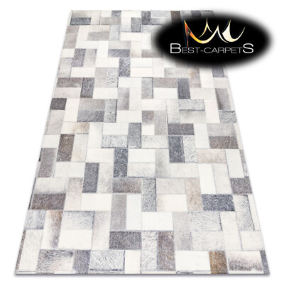 Modern practical printed RUG PATCHWORK Cow Hide Patchwork boards grey ...