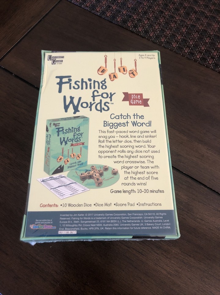 Fishing for Words Dice Game New In Box Plastic Kids Word Game Wooden ...