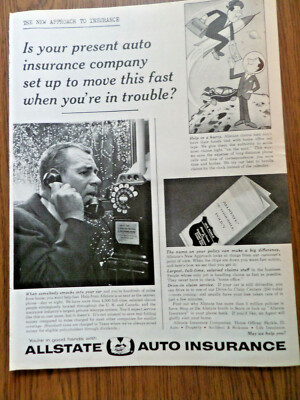 1961 Allstate Insurance Ad Present Auto Set up to Move this Fast in ...
