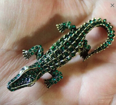 Green Enamel Bling Alligator Crocodile Pin | eBay