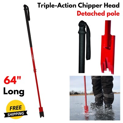 64" Heavy Duty Ice Chisel Chipper Ice Fishing Spud Bar for Opening ...