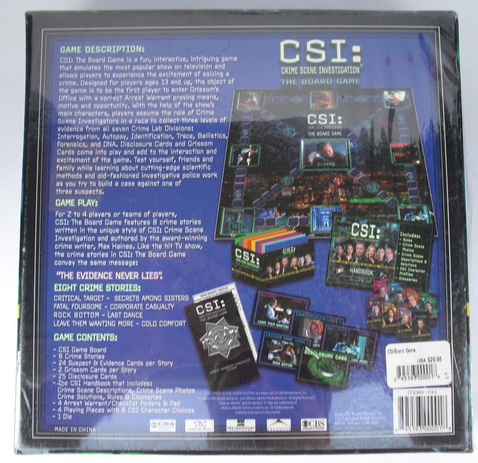 CSI TV Show - Crime Scene Investigation 2004 Vintage Board Game New ...