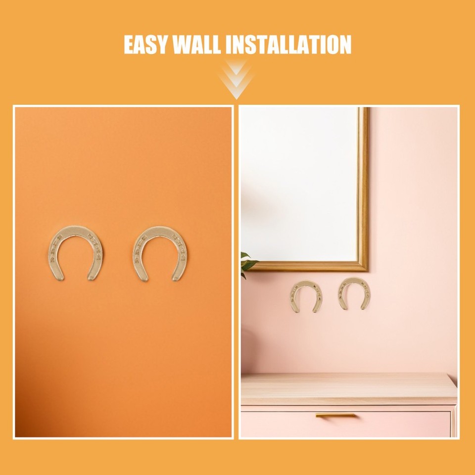 2pcs Cast Iron Horseshoe Wall Decor: 4 Holes On Each Side for Indoor Or ...