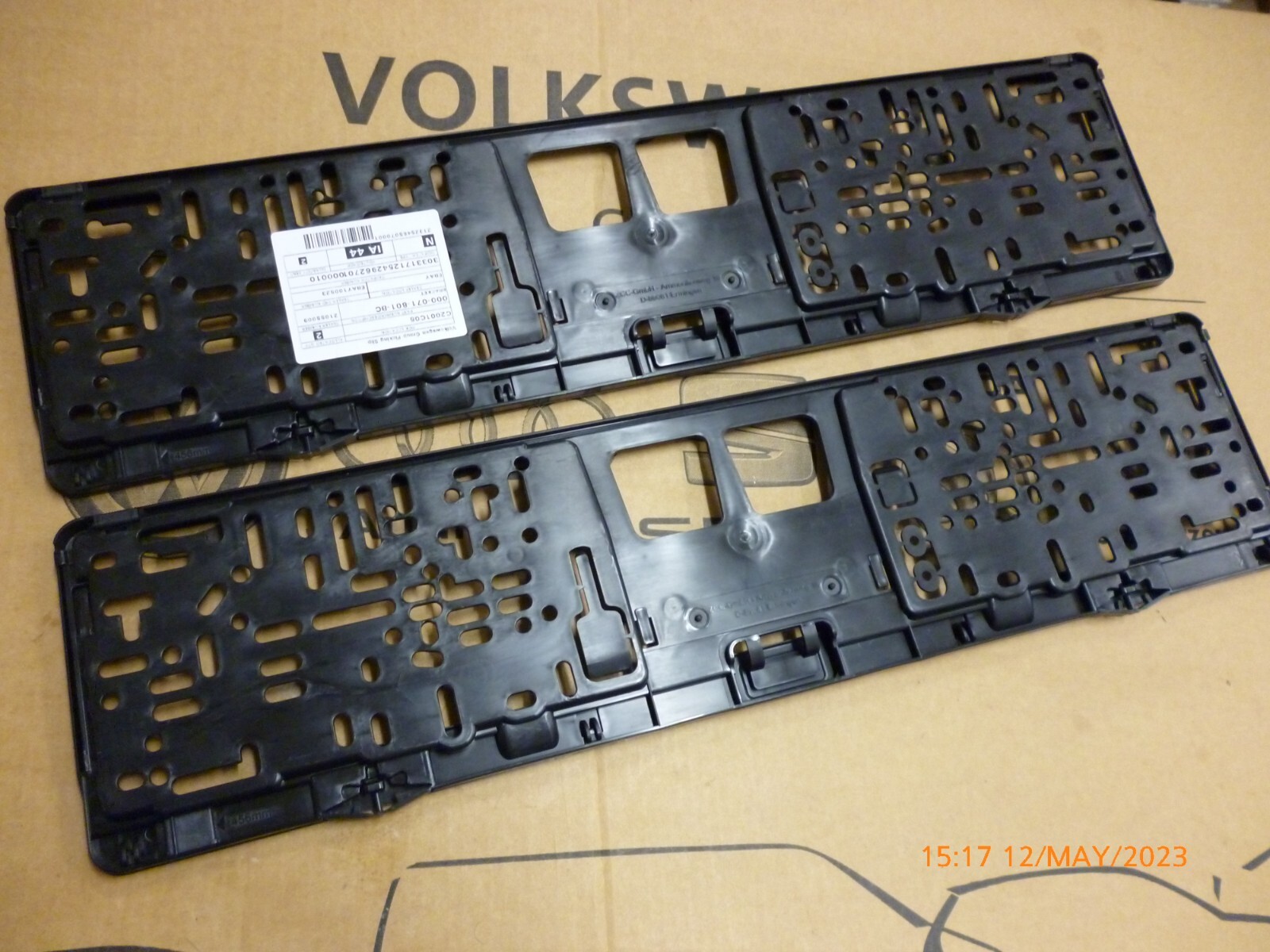 NEW GENUINE PAIR VW NUMBER PLATE HOLDERS 520x110mm STANDARD UK SIZE ...