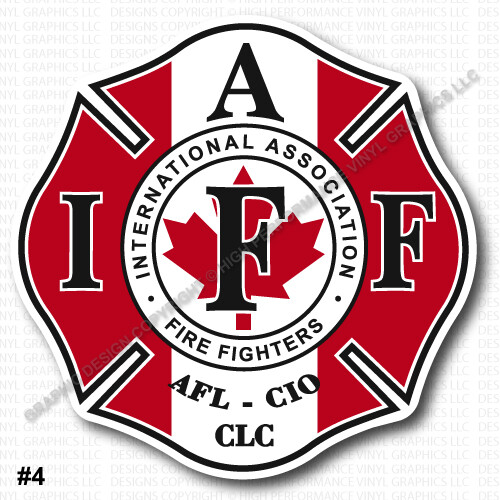 REVERSE PRINTED IAFF Union Firefighter Decal 3.7" Sticker Canada Flag ...