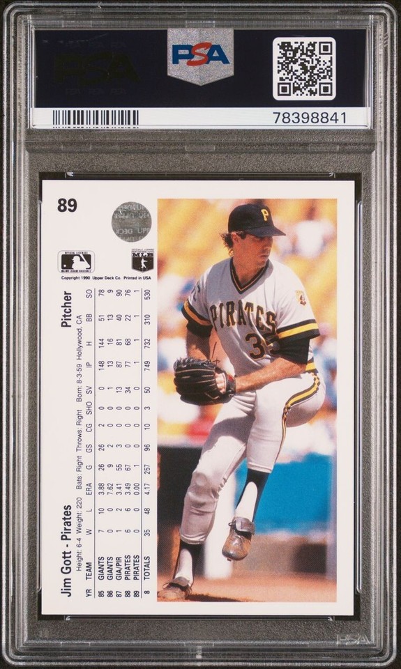 1990 Upper Deck JIM GOTT "Wrong Player" Baseball Error Card #89 PSA 9 ...