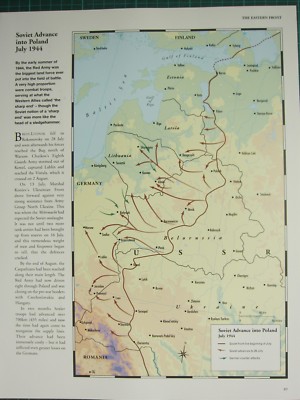 WW2 WWII MAP ~ SOVIET ADVANCE INTO POLAND JULY 1944 GERMAN COUNTER ...