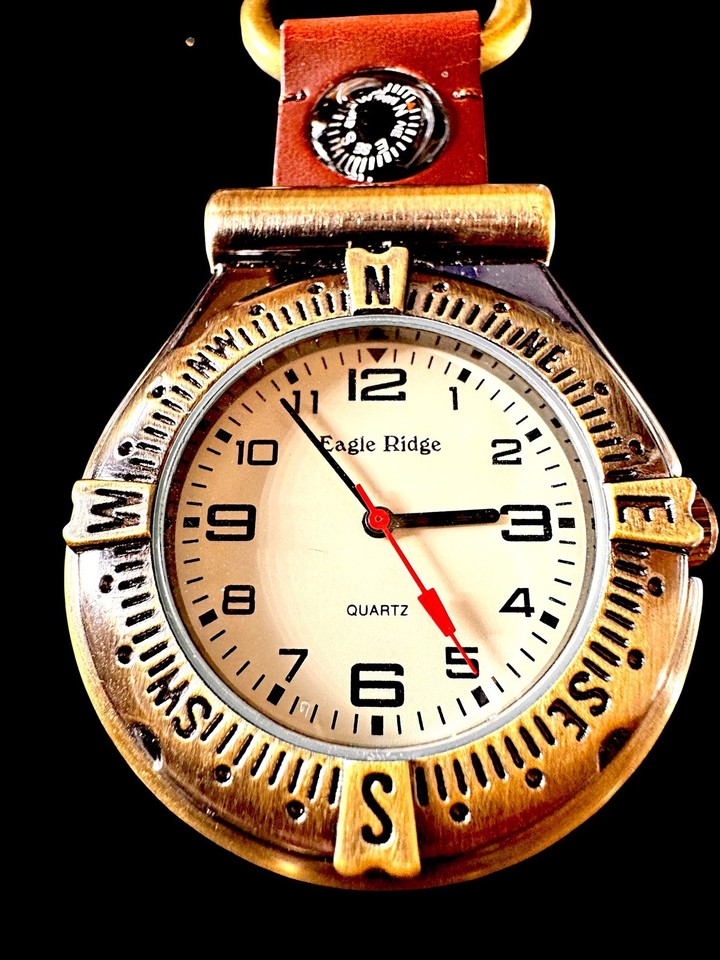 VERY COOL NIB EAGLE RIDGE QUARTZ 12 HOUR BELT LOOP WATCH WITH COMPASS ...