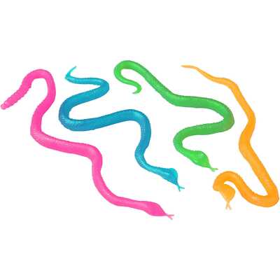 Neon Stretchy Sticky Snakes 24 Kids Novelty Reptile Toys Party Favours ...