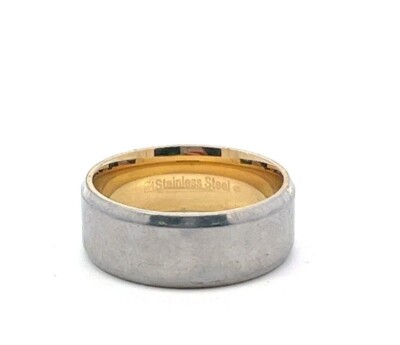 8mm Stainless Steel Gold Tone Inside Beveled Edge Band Ring | eBay