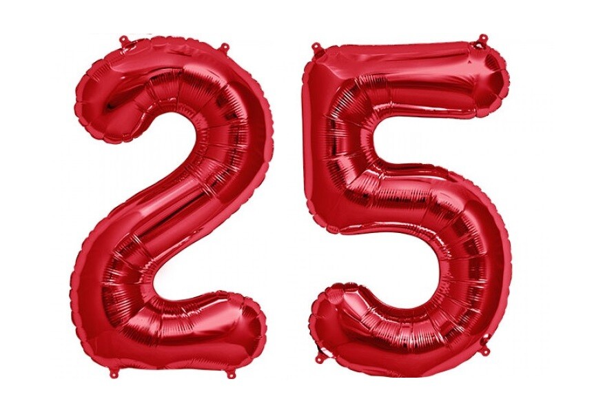 16" 25 Red Number Balloons 25th Birthday Party Anniversary Foil Balloon ...