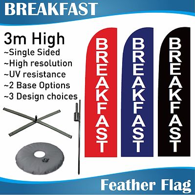 3m Outdoor BREAKFAST Flag Banner Feather Flags with Base | eBay Australia