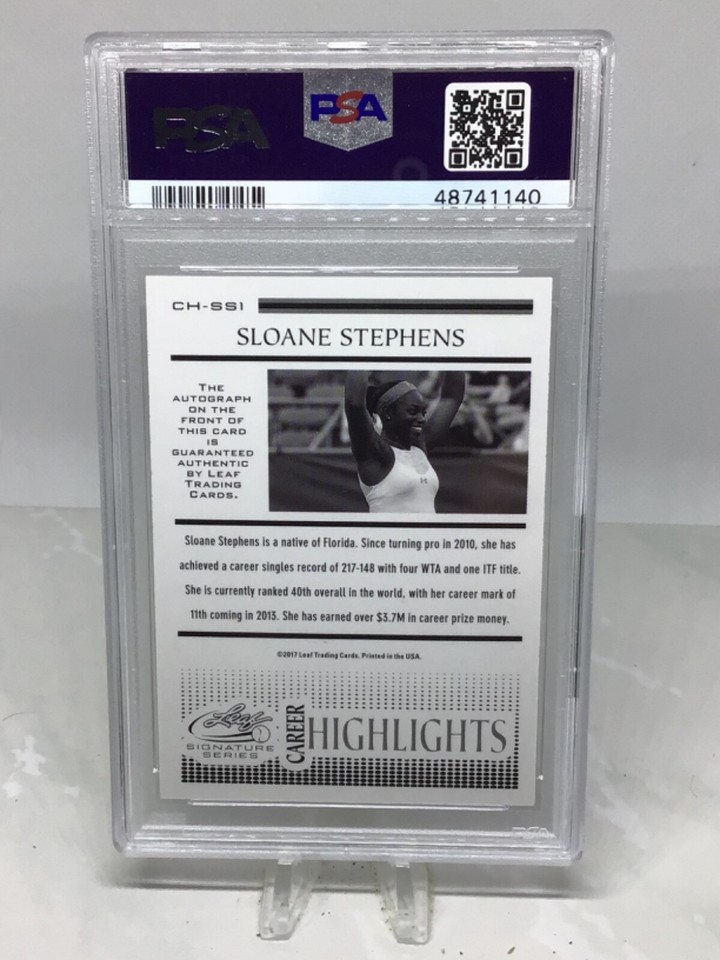 2017 Leaf Sig. Career Highlights Silver Auto #SS1 Sloane Stephens PSA 9 ...