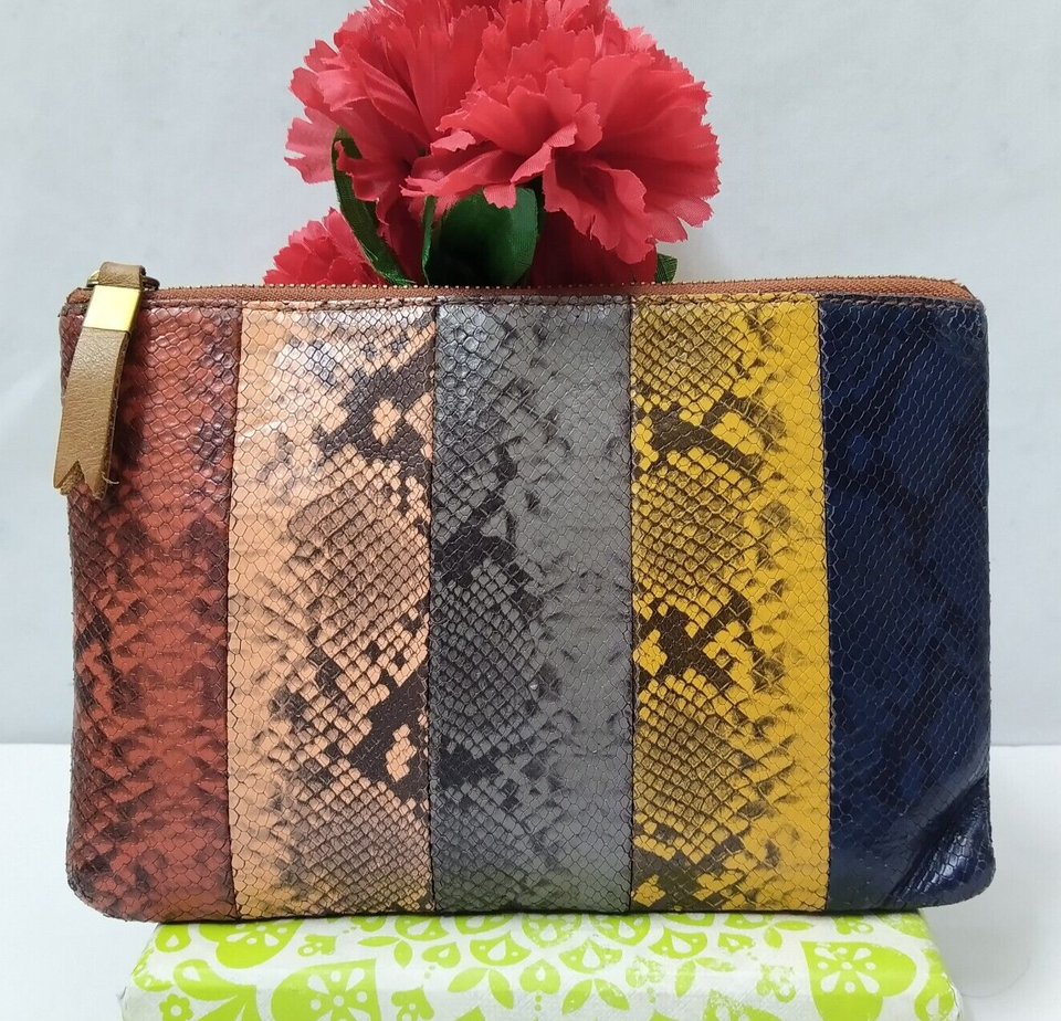 Madewell Multicolor Leather Stripe Snake Skin Emboss Zipper Credit Card ...