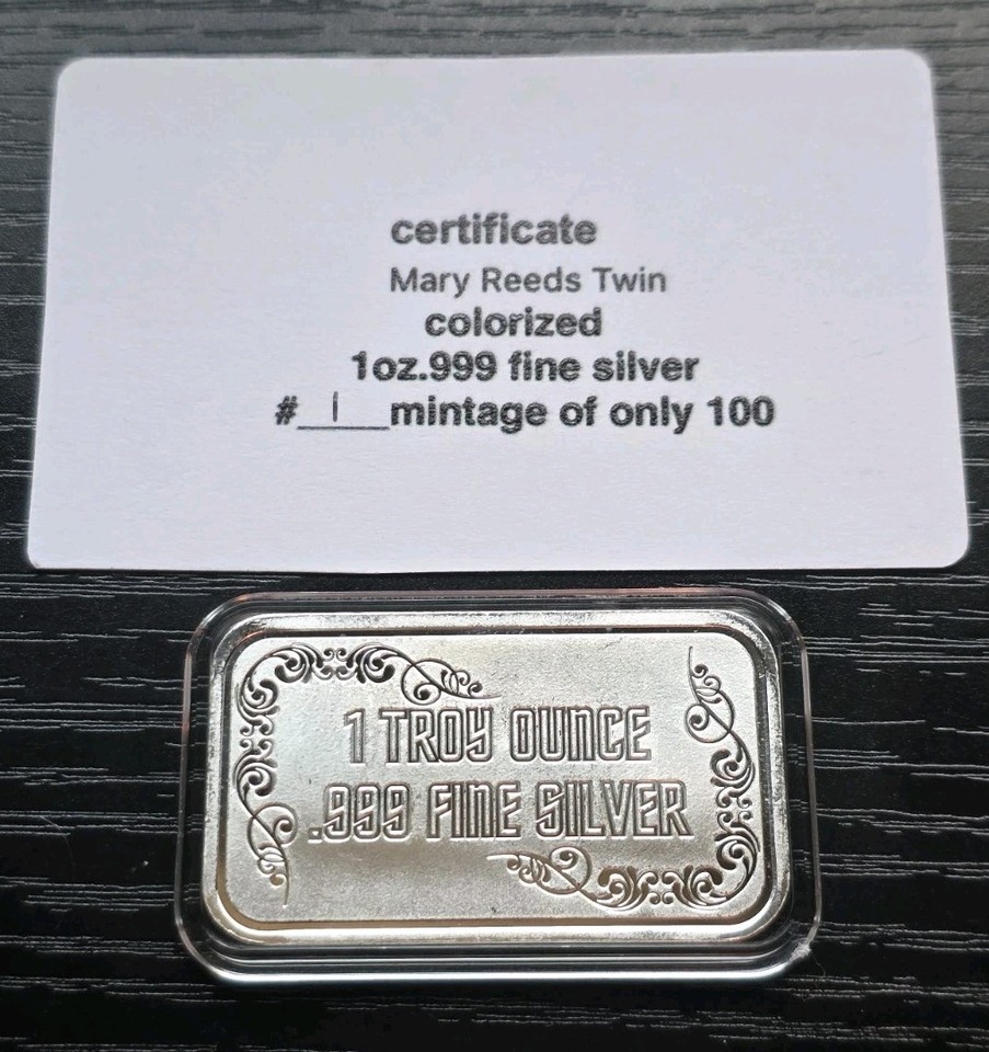 SEXY! "Mary Reed" Pirate Girl - 1 oz .999 Fine Silver Colorized Bar COA ...