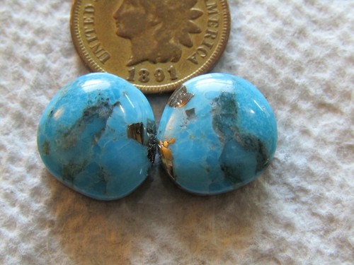 2 Kingman Pyrite Turquoise Cabochons 17 carats Arizona Cabs Matching ...