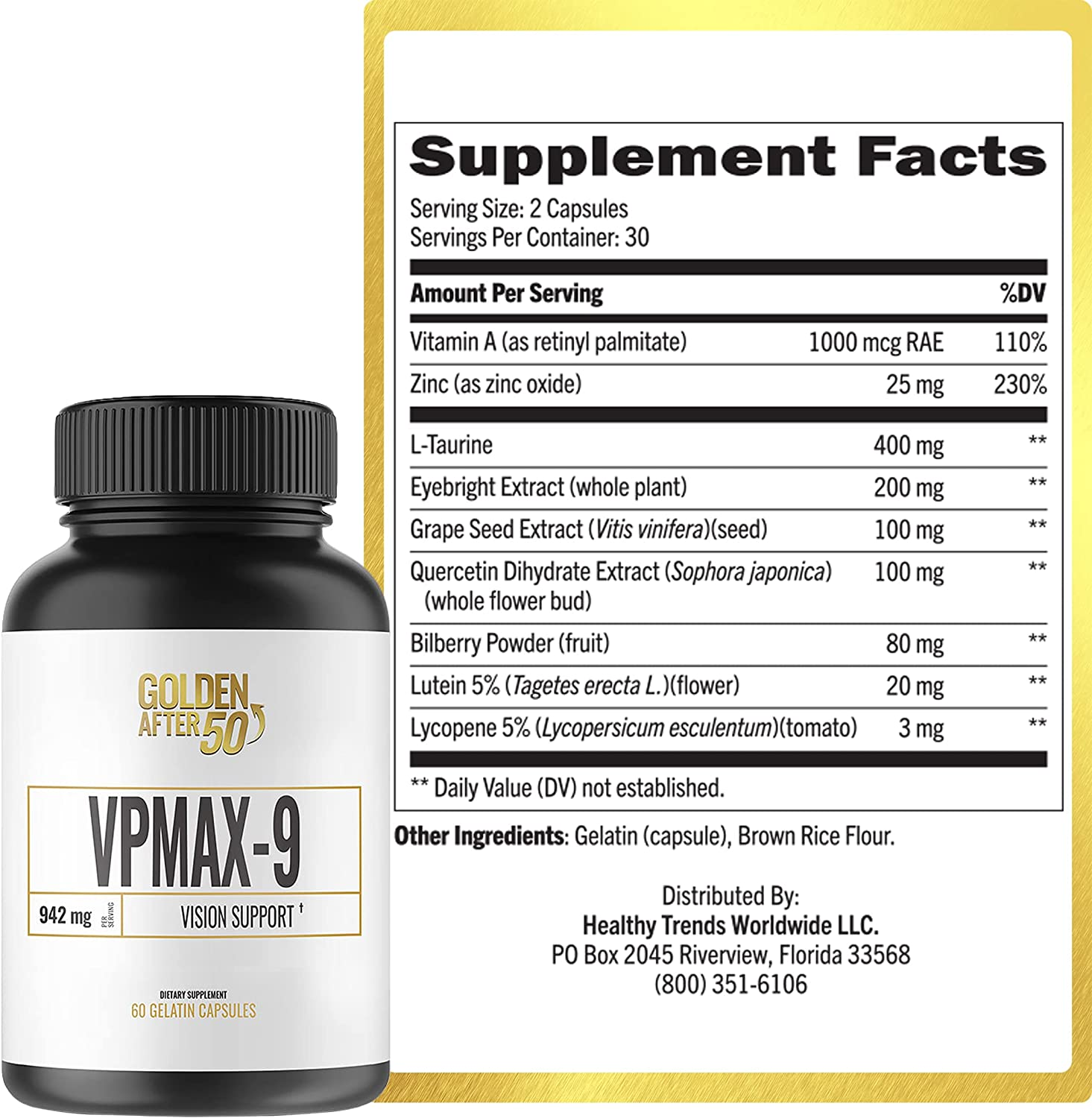 Golden after 50 Vpmax-9 - Vision Support Supplement - 6 Bottles - Eye ...