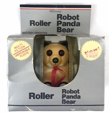 Vintage Battery Operated Roller Robot Panda Bear Toy, Made In TAIWAN ...