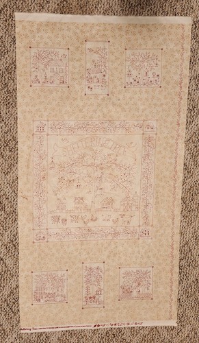 Michael Miller Sheltering Tree Redwork Cotton Fabric Panel Robin ...