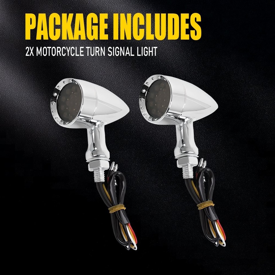 Motorcycle LED Turn Signals Lights Fit For 12V Motorcycles Motorbikes ...