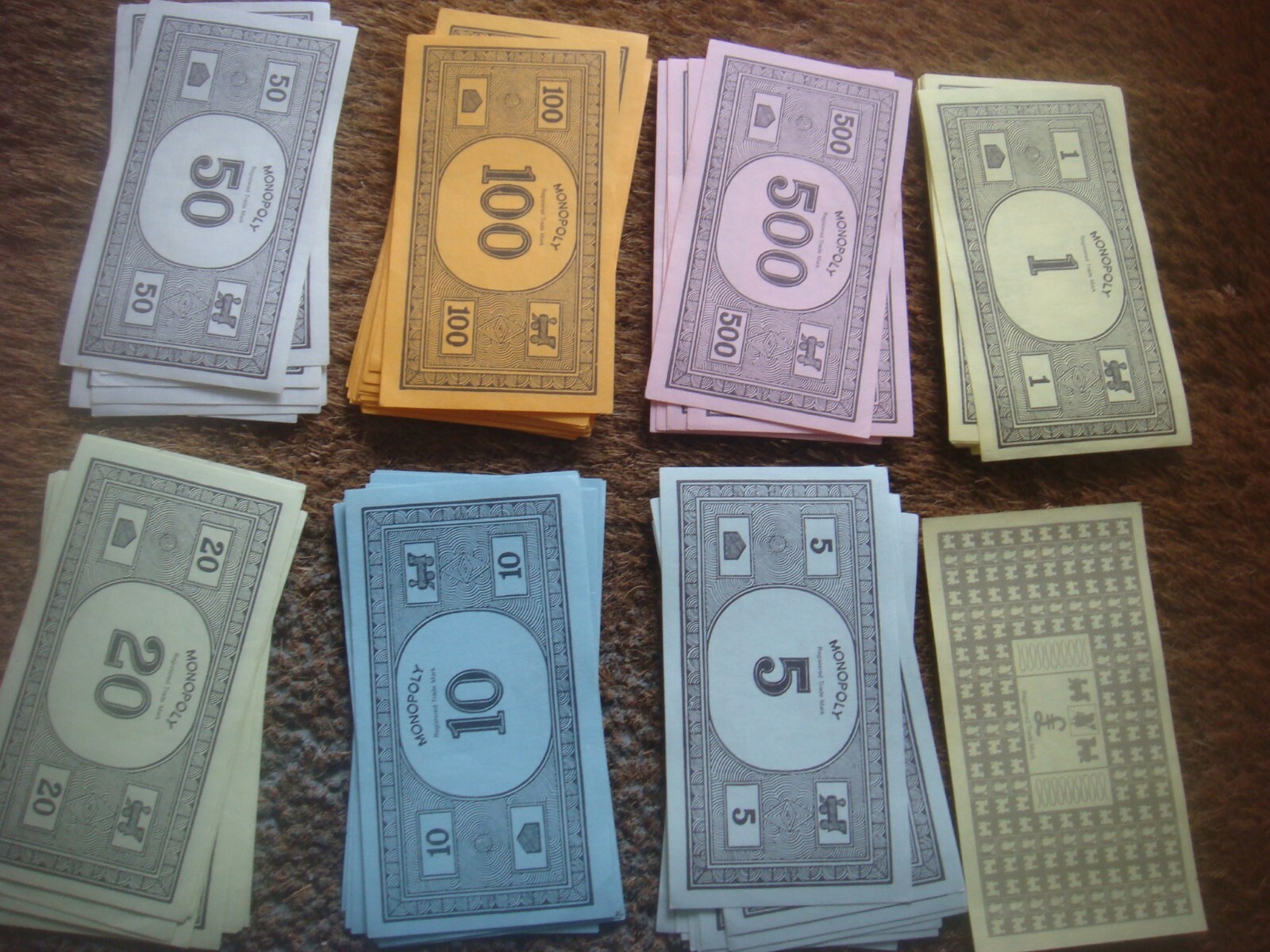 Monopoly 70/80's 75 Train Back Notes Bank Money Original Replacement ...