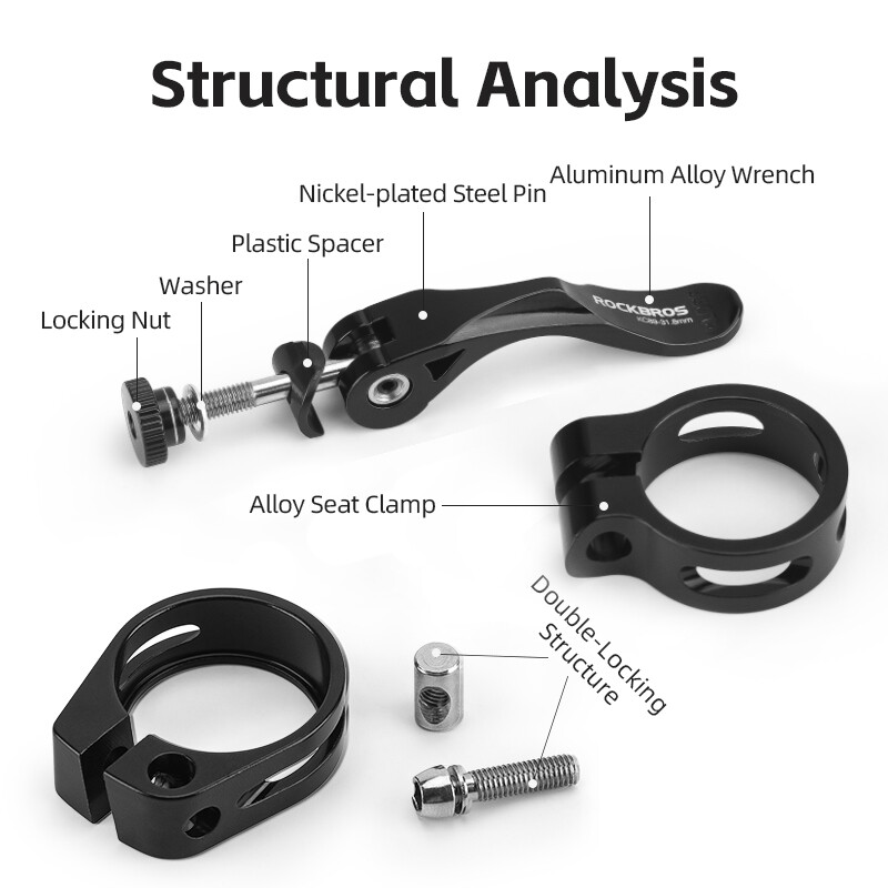 ROCKBROS Bike Seatpost Clamp Quick Release MTB Lock Fixed Seat Tube ...