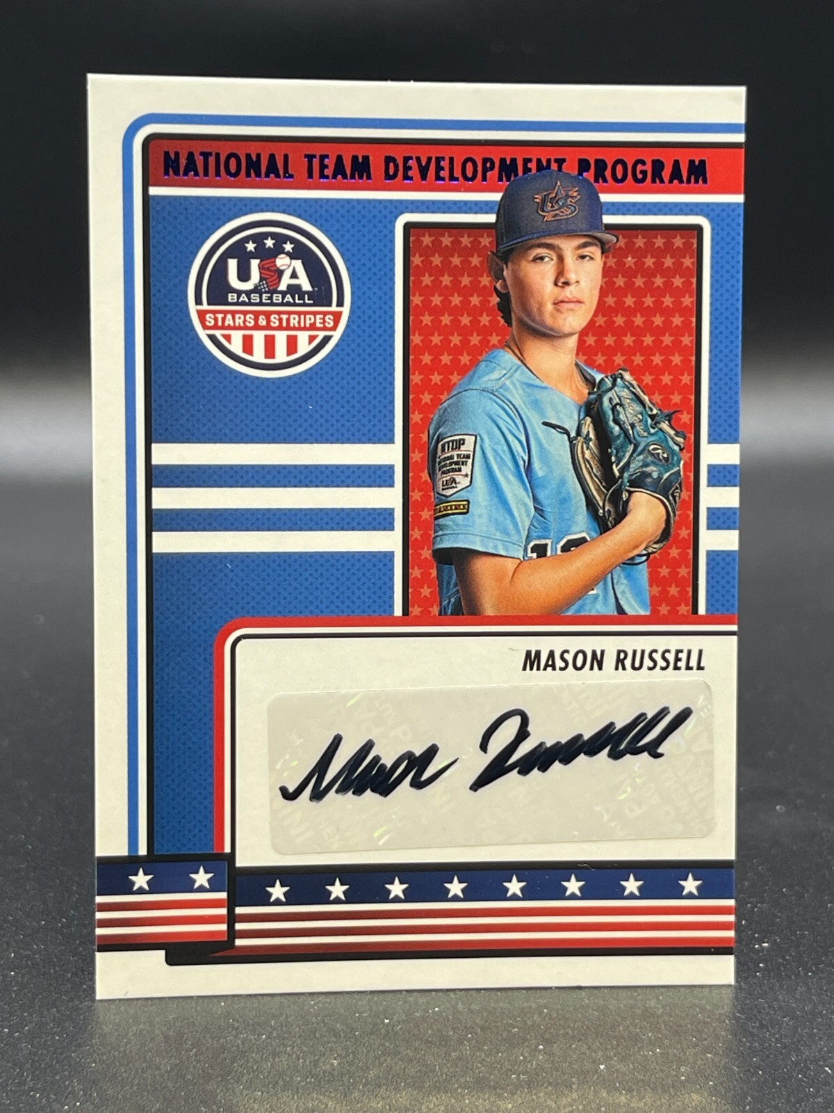 2023 USA Stars & Stripes MASON RUSSELL Auto BLUE FOIL AUTOGRAPH Free ...
