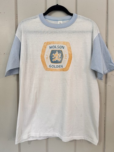 Vintage 80s Streetwear Mens XL Spell Out Molson Golden Ale Beer T-Shirt ...