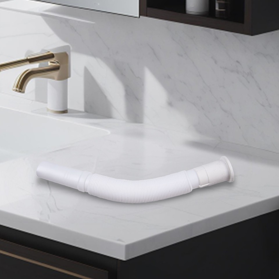For Wash Basin Waste Pipe Kitchen Bathroom Adjustable Rustproof White ...