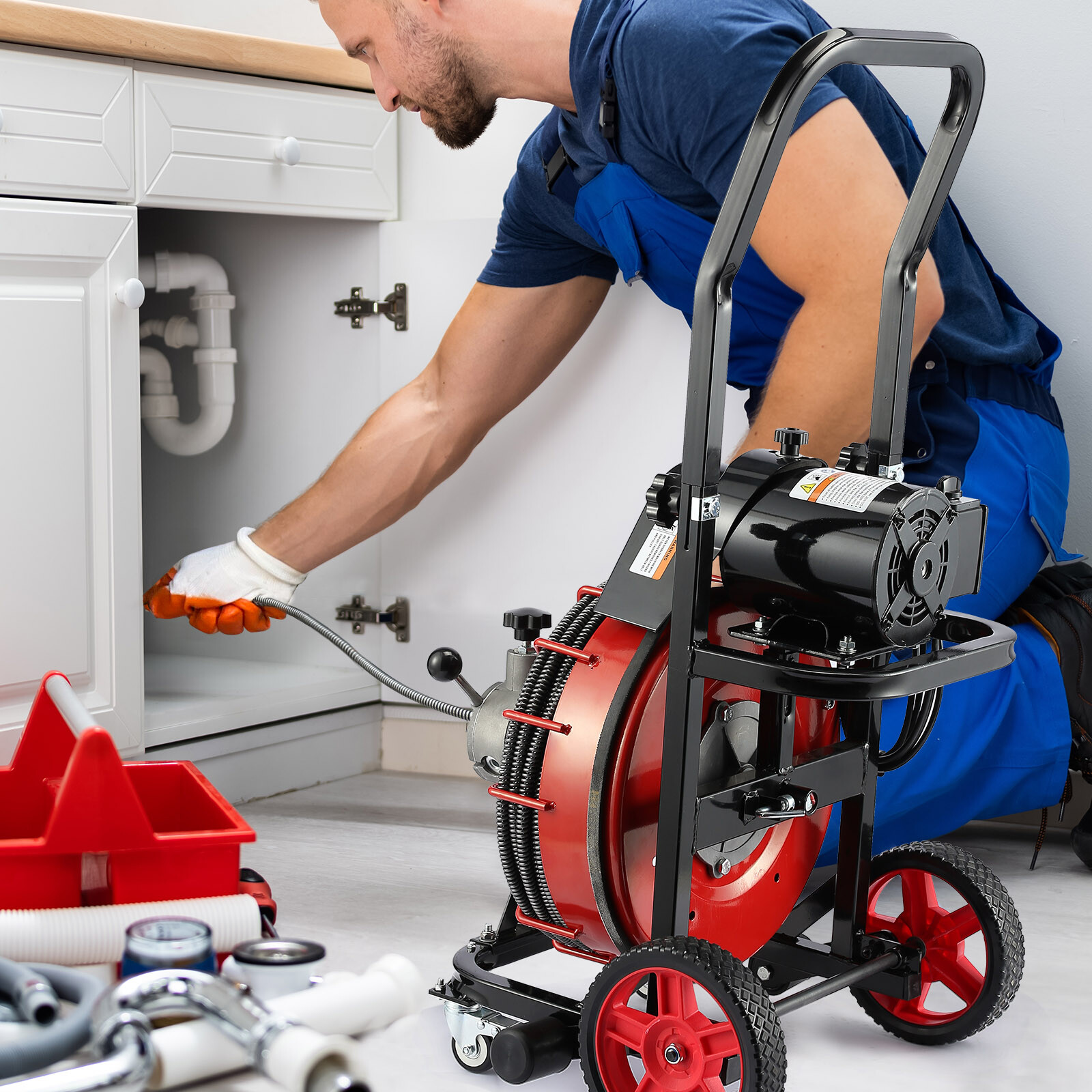 100' x 1/2" Drain Cleaner Electric Sewer Snake Cleaning Machine 110V w ...