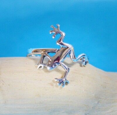 Solid Metal Adjustable Frog Toe Ring White Gold Plated Silver Gift For ...