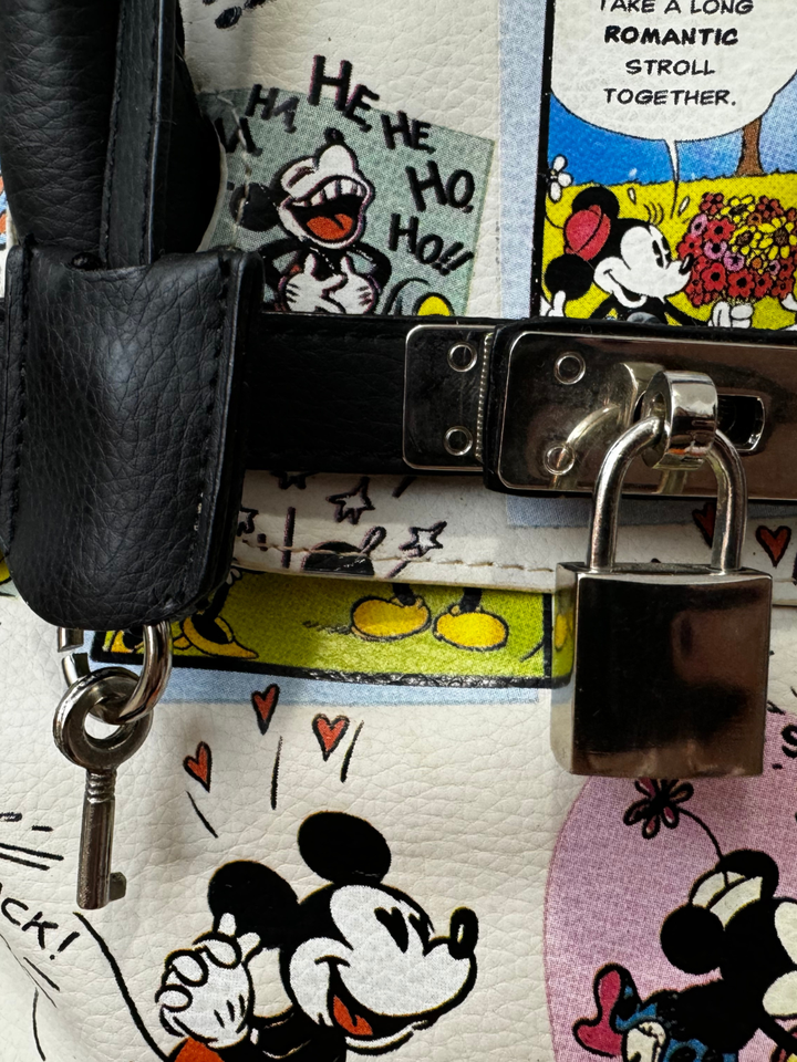 Disney Parks Mickey and Minnie Mouse Comic Strip Purse - With Lock and ...