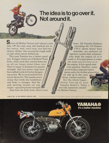 1969 Yamaha 175 CT1 Enduro Motorcycle Print Ad Autolube | eBay