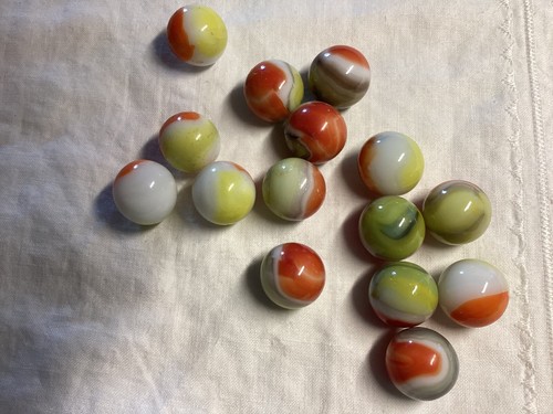 Vintage Orange Yellow Glass Agate Swirl Patch Marbles Lot Of 15 | eBay