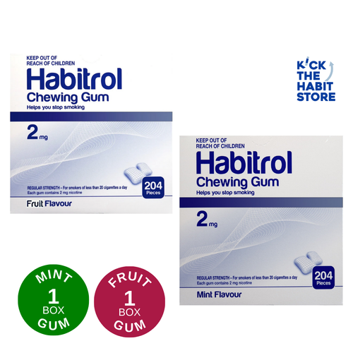 Habitrol Gum 2mg Combo 204 Each Mint & Fruit 408 Total Sugar Free 2027 ...