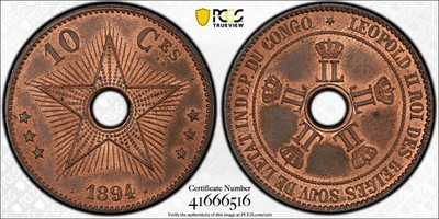 1887-1894 Congo Free State Copper Centime Set PCGS - 12 COINS MS64-65 ...