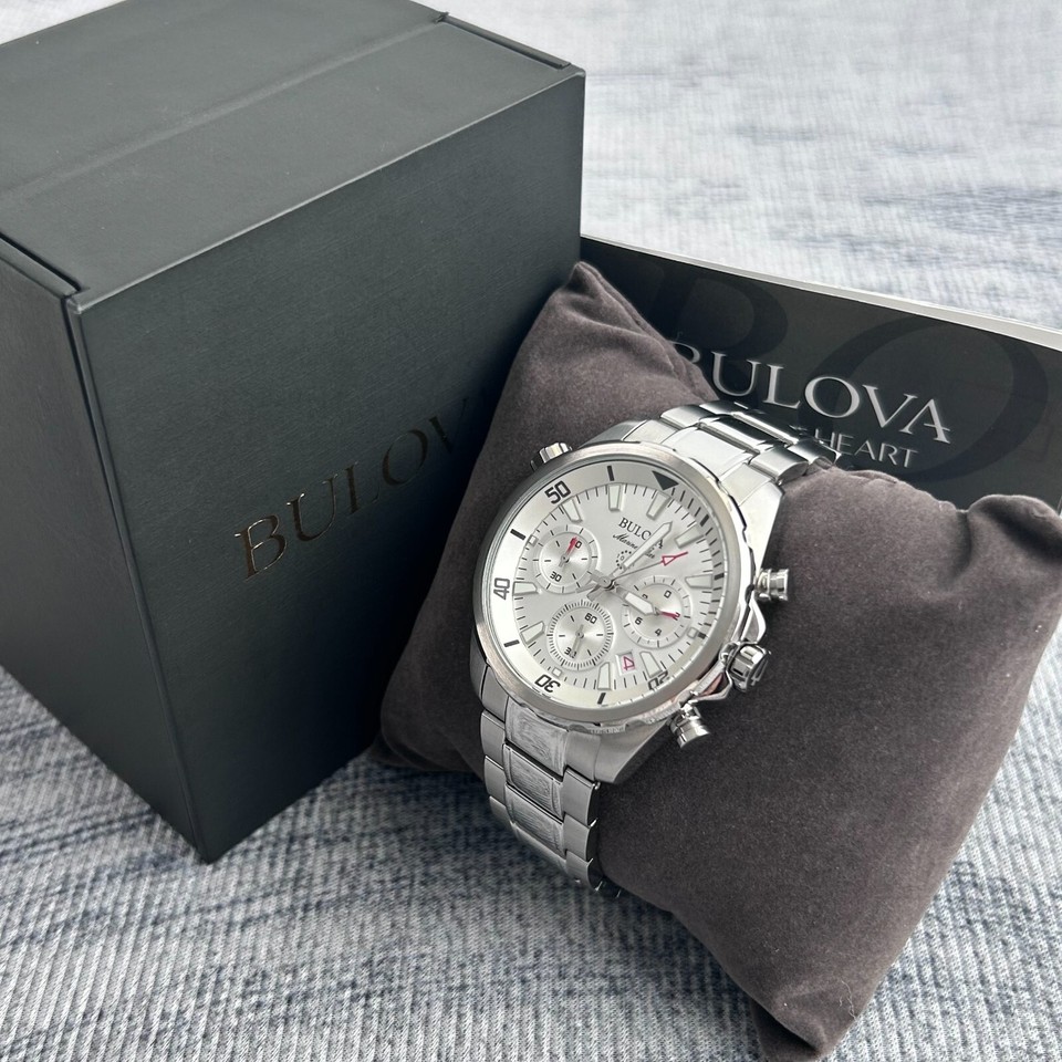 Bulova Men's 96B255 Marine Star Series B White Dial Chronograph Quartz ...