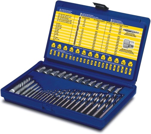 IRWIN HANSON Screw Extractor and Drill Bit Set, 35 Piece, 11135ZR | eBay Australia