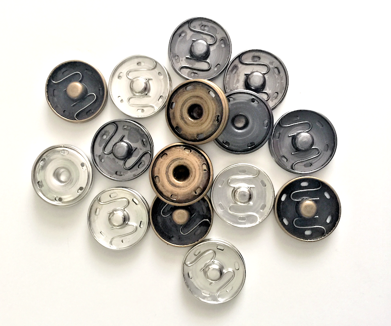Large Metal Snap Fasteners Poppers Press Studs Black Silver Titch ...