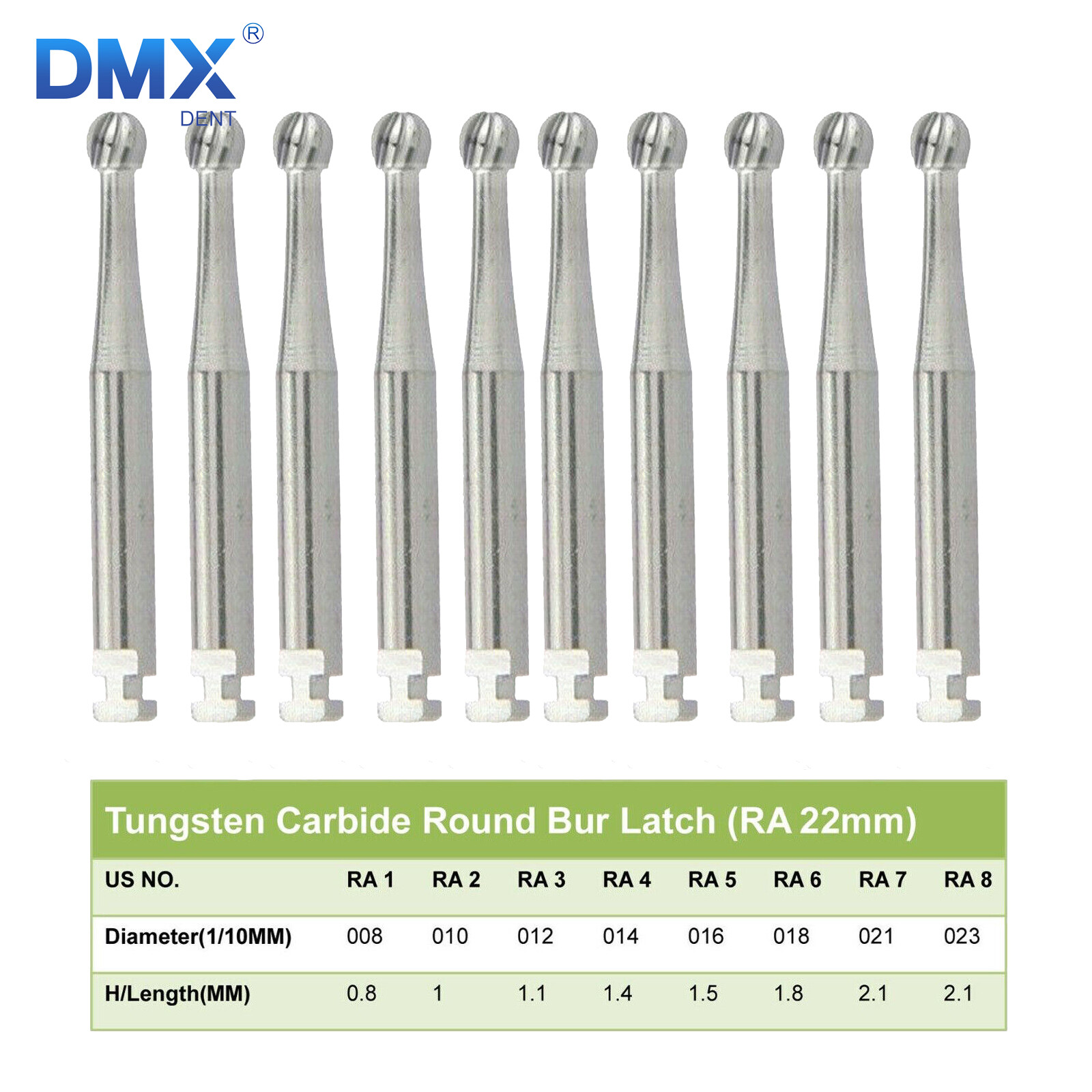 Round Carbide Burs for Slow Speed Latch RA (Choose Your Size & Qty ...