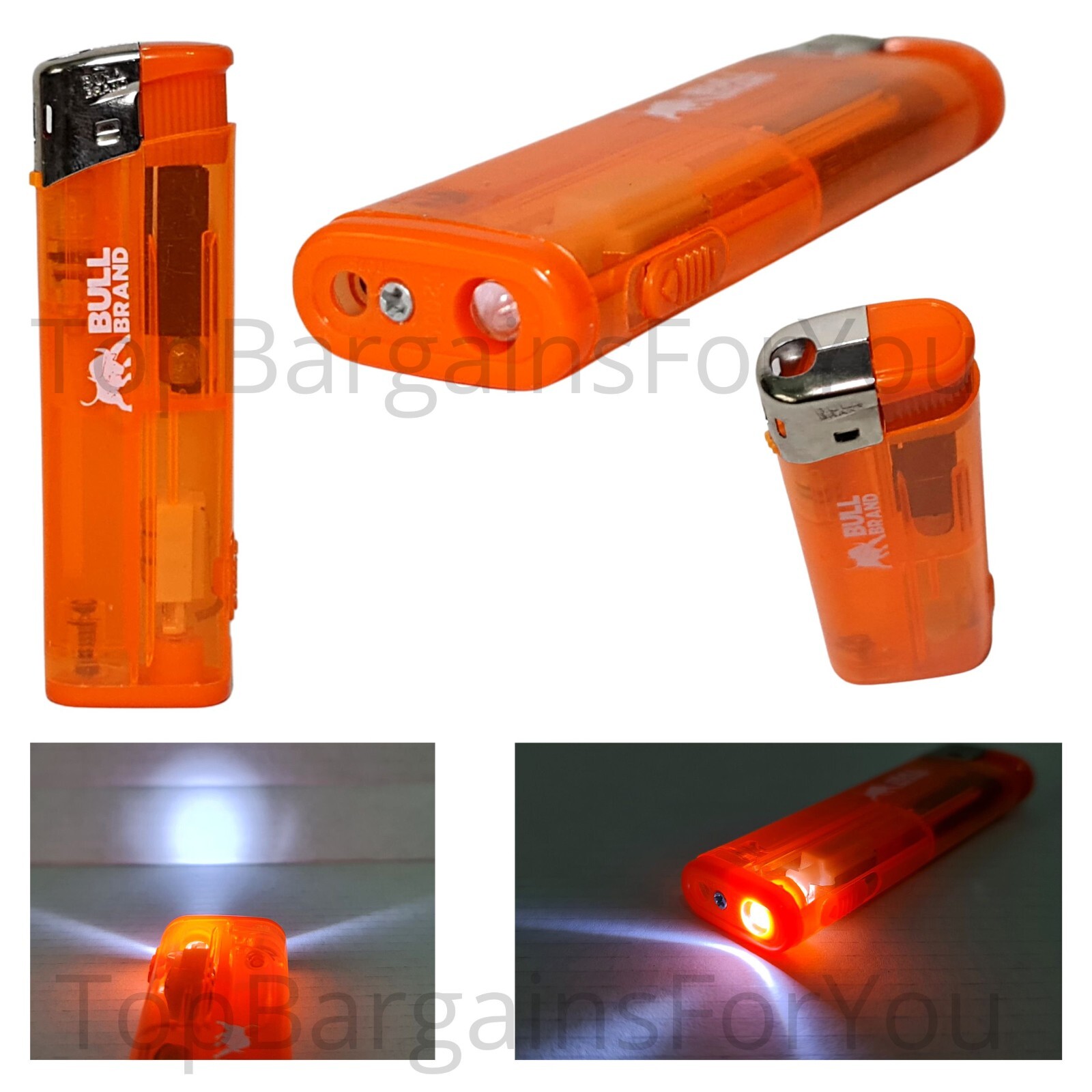 3 x BULL BRAND Electronic LED Lighters Design Set Refillable Gas Torch ...
