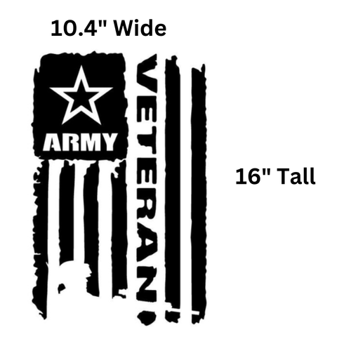 16" ARMY Veteran Soldier Cut Out Torn Distressed US Flag ANY Color ...