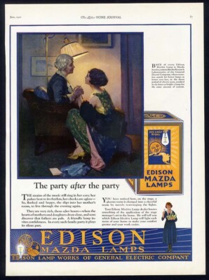 NORMAN ROCKWELL Edison Mazda Lamp Ad 1922 Grandmother Granddaughter | eBay