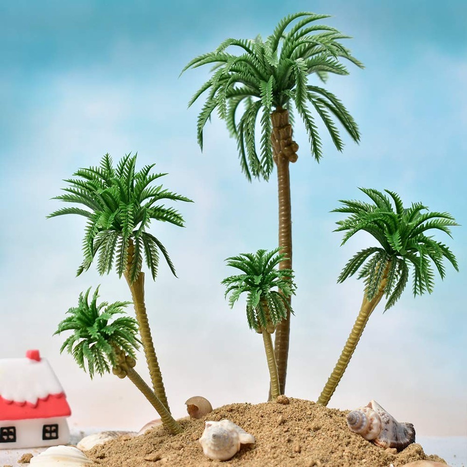 HUIANER Palm Tree Model Trees, Miniature Palm Trees Mixed 5 Size Fake ...