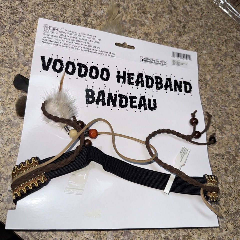Male Female WITCH DR. COSTUME Voodoo Headband Bandeau Bones Feathers ...